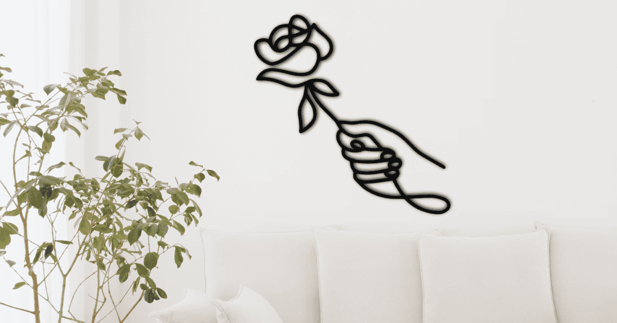 Slika v eni liniji Roža v roki - Lambr